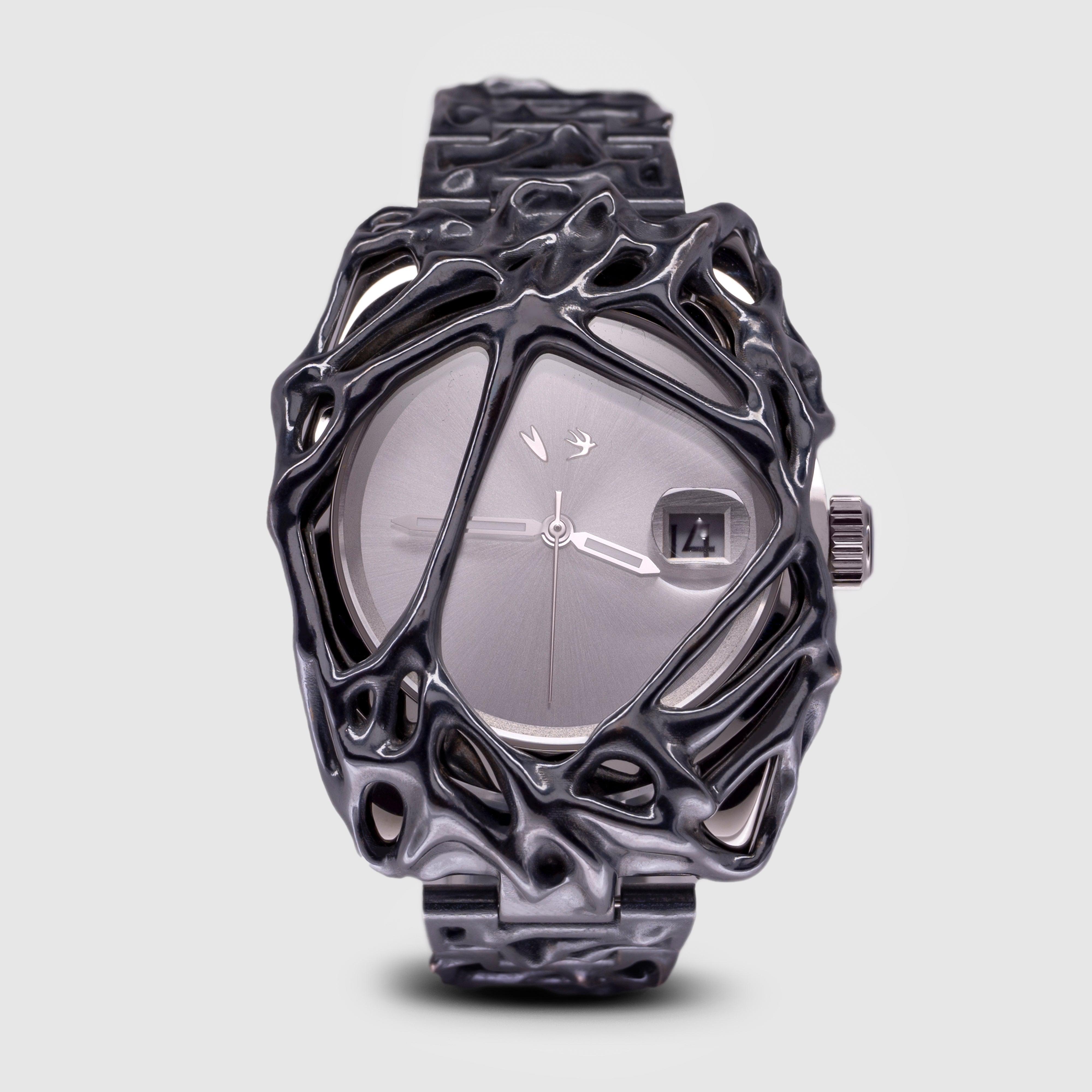 Alabaster Industries Black Sinew Meteor Watch (Silver) by ALABASTER ...