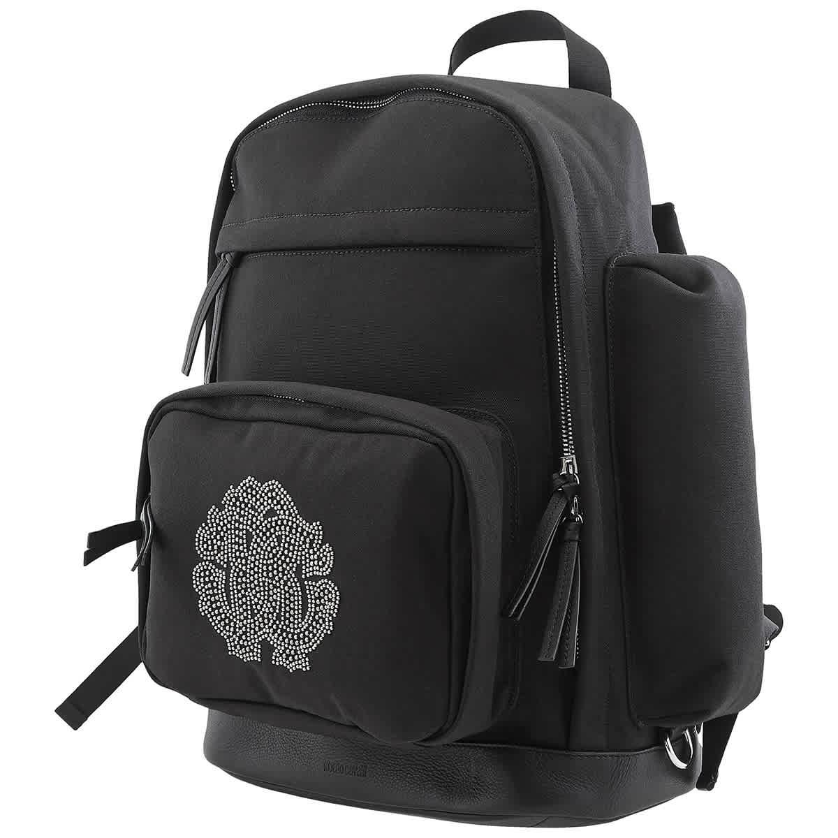Roberto Cavalli Black Fabric Cargo Backpack by ROBERTO CAVALLI | jellibeans