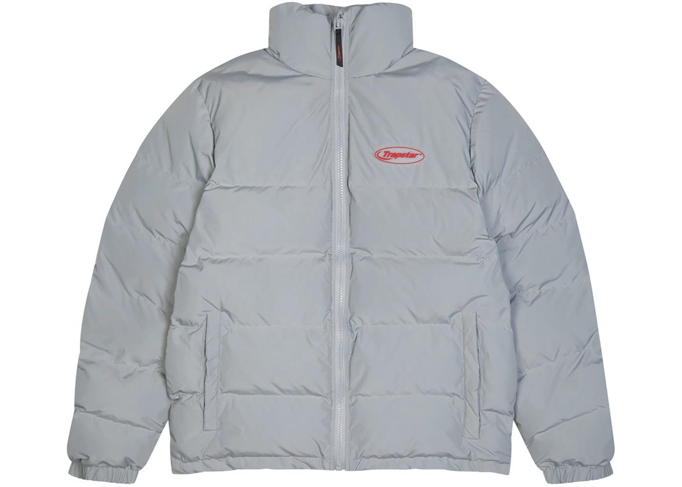 Hyperdrive Puffer Jacket Light Grey/Red by TRAPSTAR | jellibeans